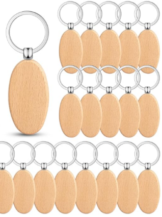 Laser Engraving Blank Oval Wood Keychains w/ Ring - 70 PACK - AGC Education